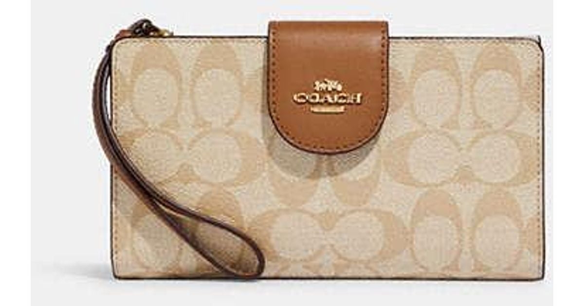 COACH Phone Wallet In Colorblock Signature Canvas in Black | Lyst