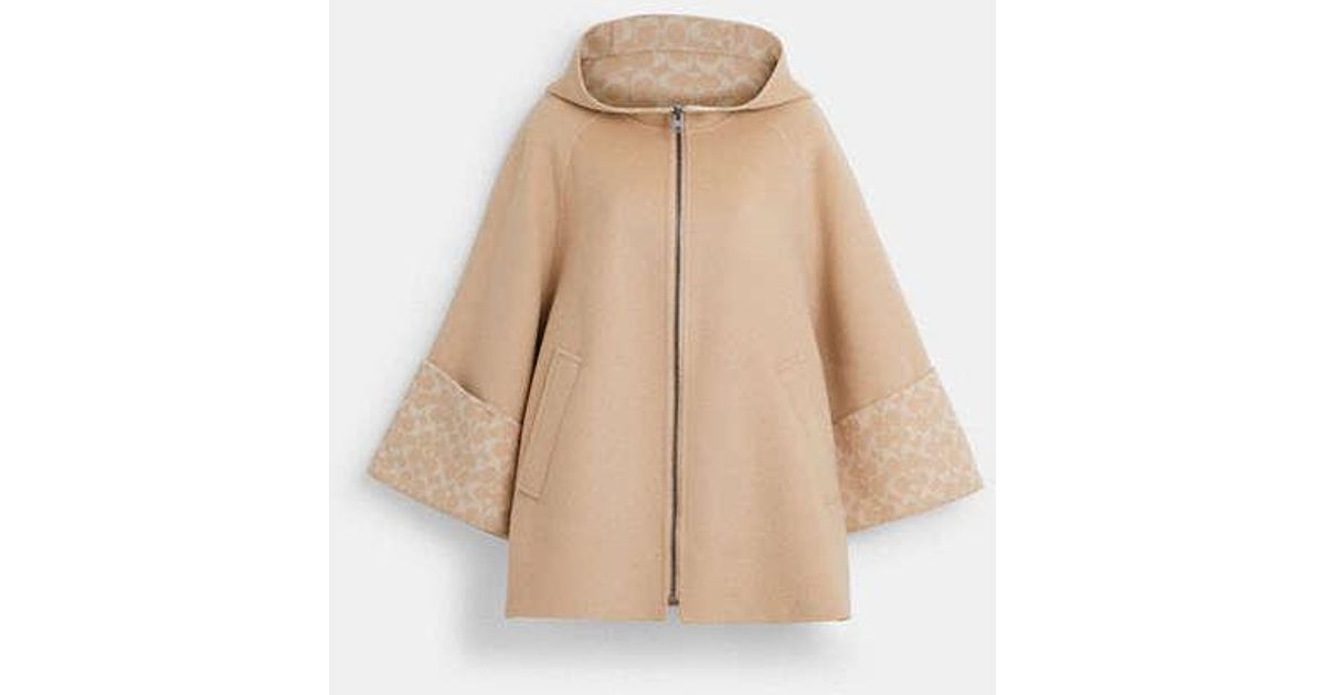 COACH Wool Cape in Black | Lyst