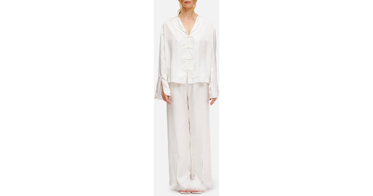 Sleeper Louis Satin Pyjama Set in White | Lyst