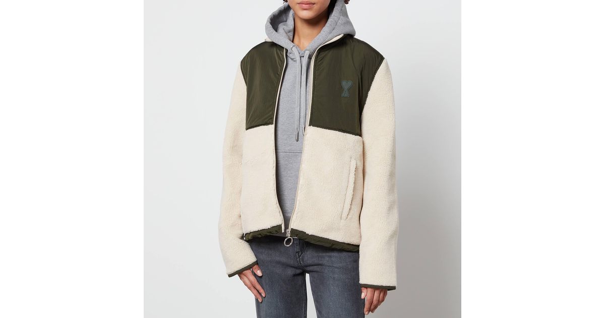 AMI x Coggles Shell And Fleece Jacket in Natural | Lyst