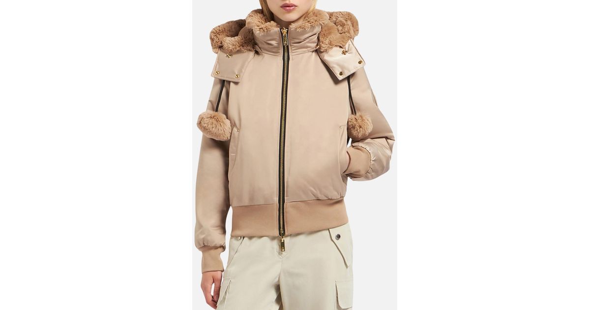 Moose Knuckles Debbie Shell Faux Fur Bomber Jacket in Natural | Lyst