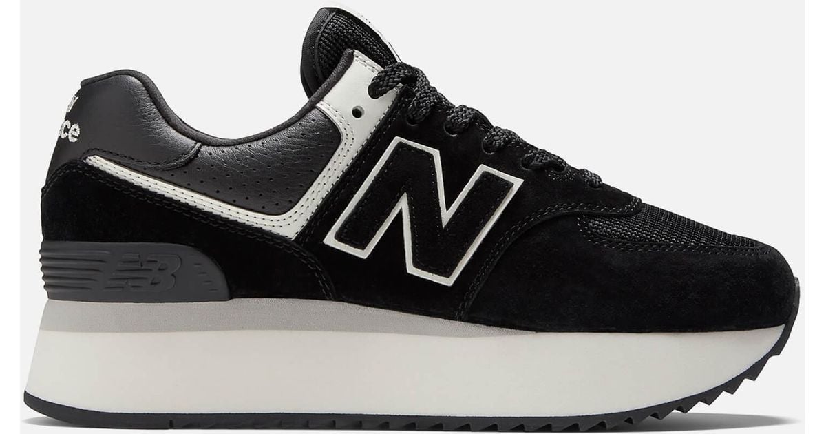 New Balance 574 Suede, Leather And Mesh Trainers in Black | Lyst UK