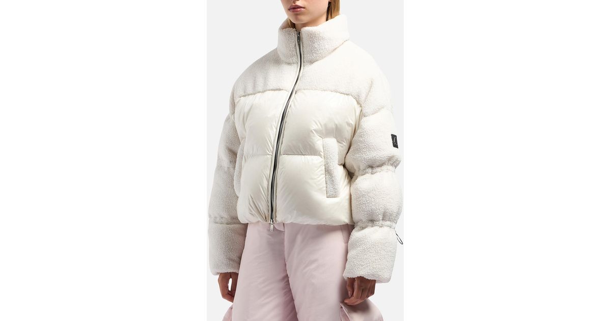 Moose Knuckles Agate Nylon And Fleece Puffer Jacket in Natural | Lyst