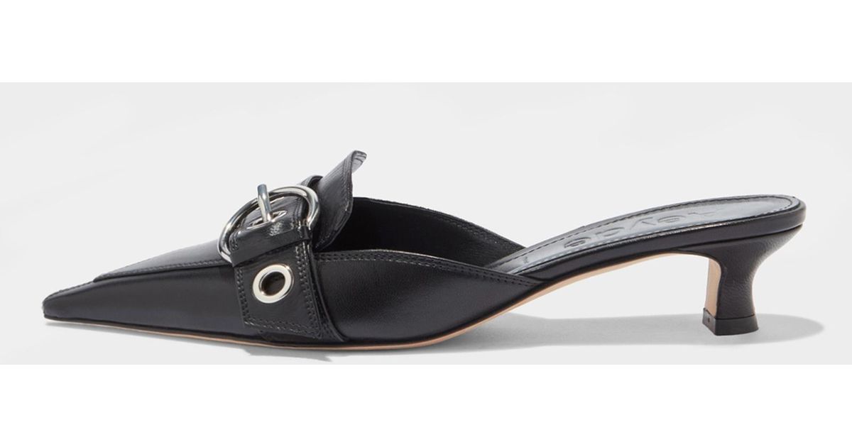 Aeyde Danielle Leather Heeled Mules in Black | Lyst