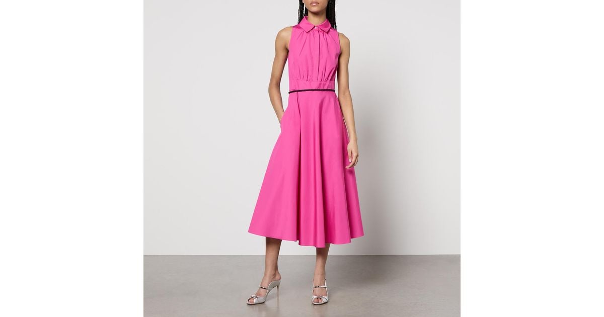 Max Mara Adepto Cotton-Poplin Midi Dress in Pink | Lyst