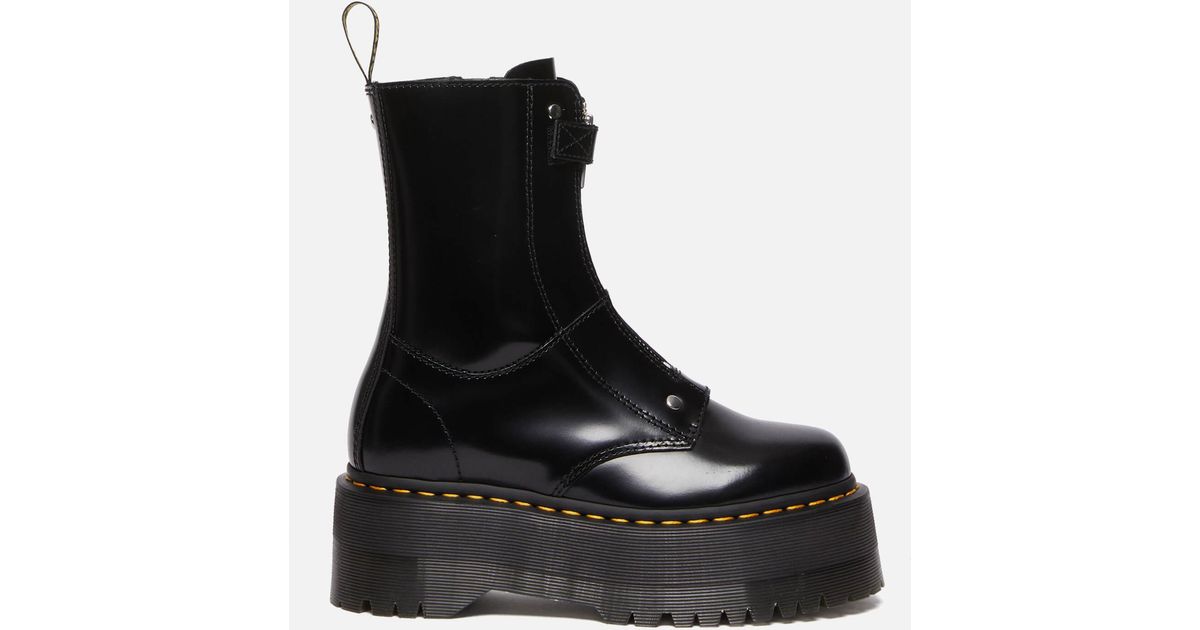Dr. Martens Jetta Hi Max Buttero Leather Platform Boots in Black | Lyst UK