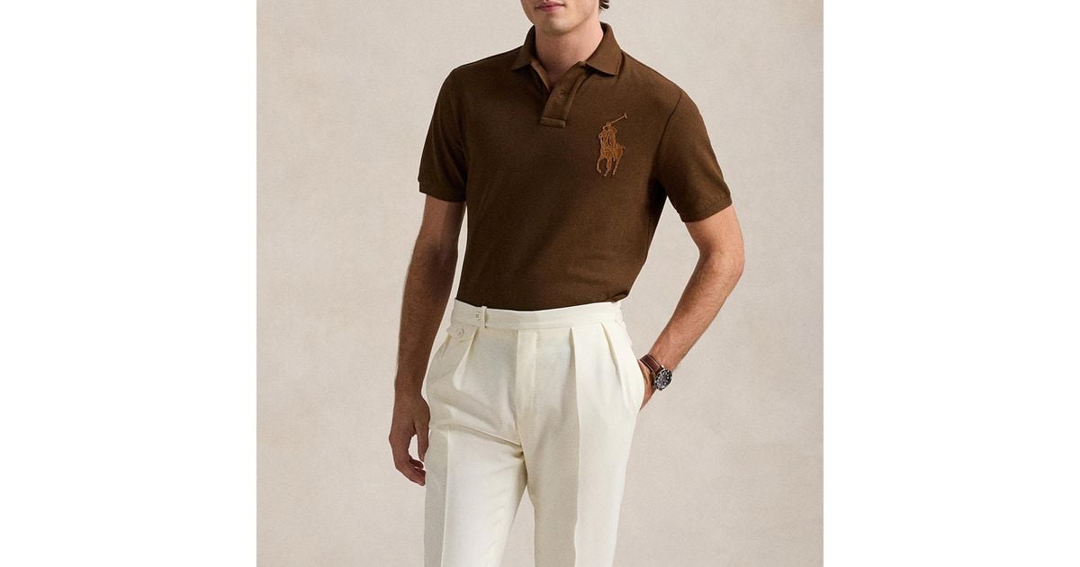 Polo Ralph Lauren Big Pony Cotton-Piqué Polo Shirt in Brown for Men | Lyst