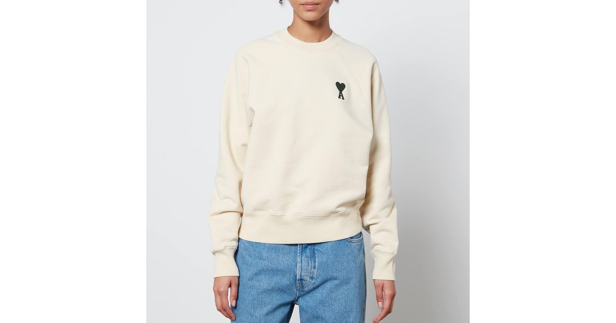 AMI x Coggles De Coeur Cotton-Jersey Sweatshirt in White | Lyst