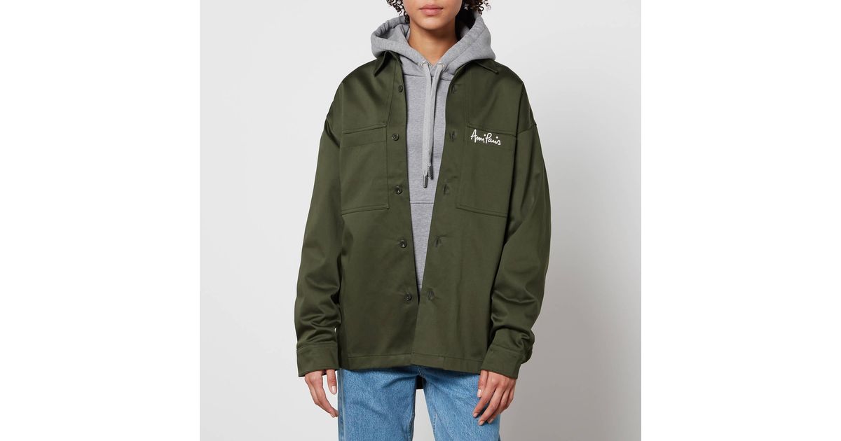 AMI x Coggles Brushed Cotton-Canvas Overshirt in Green | Lyst