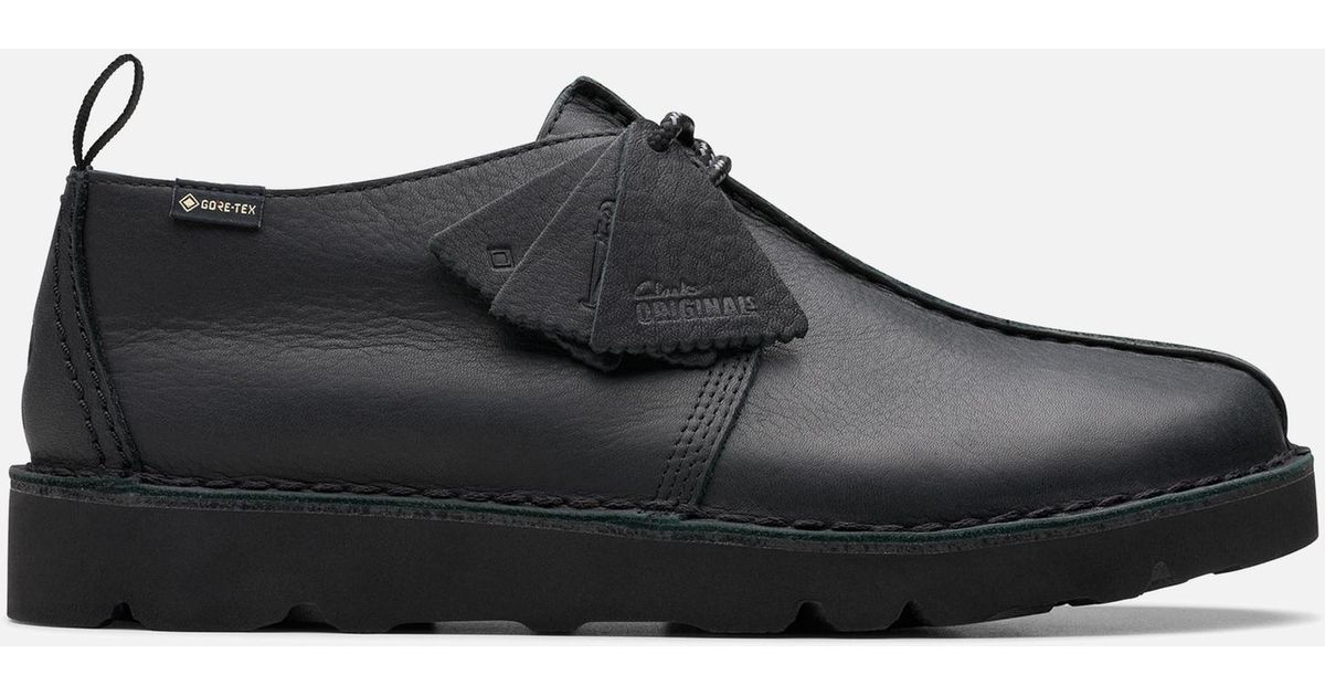 Clarks Desert Trek Gore-Tex Leather Shoes in Black for Men | Lyst