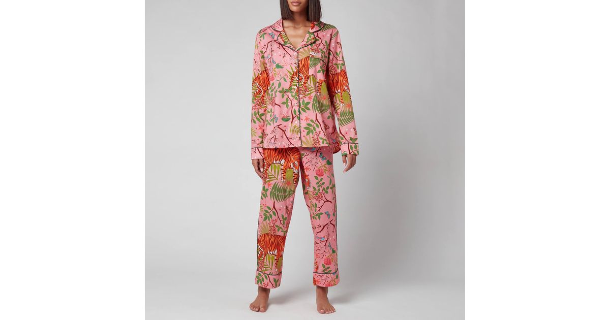 Karen Mabon Tiger Blossom Pyjama Set in Pink | Lyst