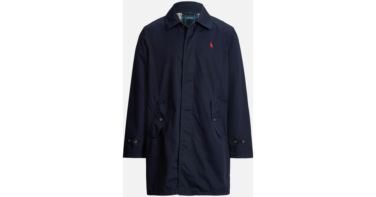 Polo Ralph Lauren Twill Coat In Black For Men Lyst Uk