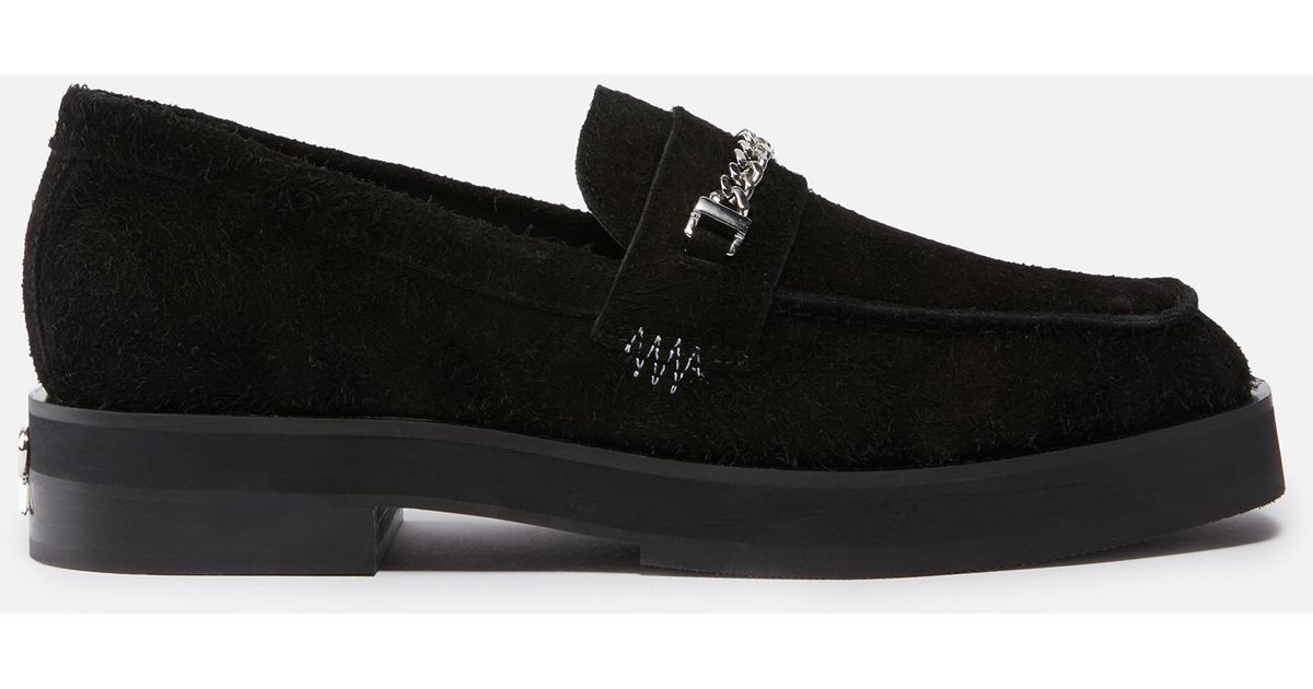 Represent Chain-Embellished Suede Loafers in Black for Men | Lyst