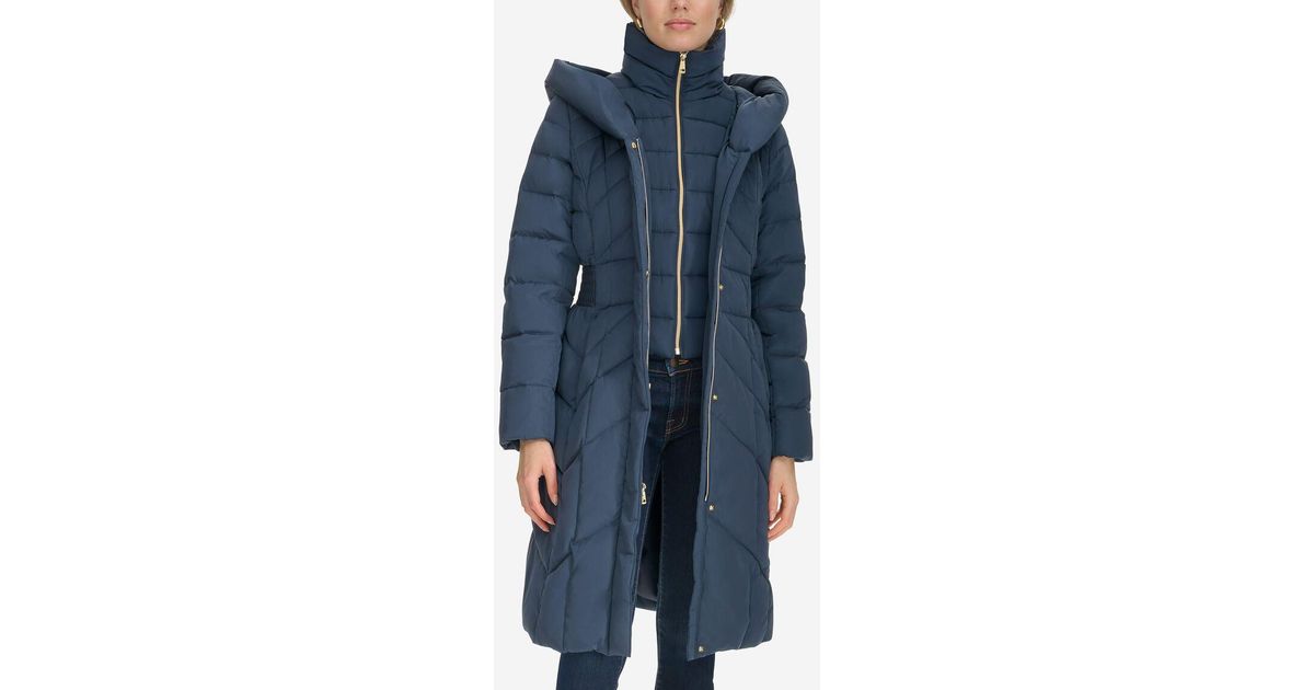 Cole Haan Women's Taffeta Down Coat With Elasticaded Waist Inserts in ...