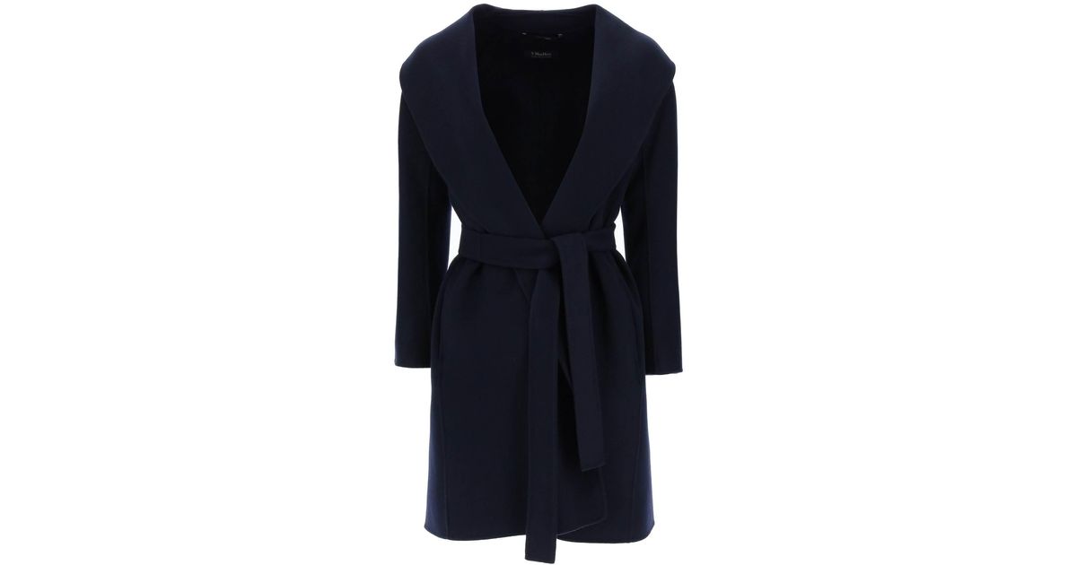 Max Mara Messi Wool Coat in Blue | Lyst