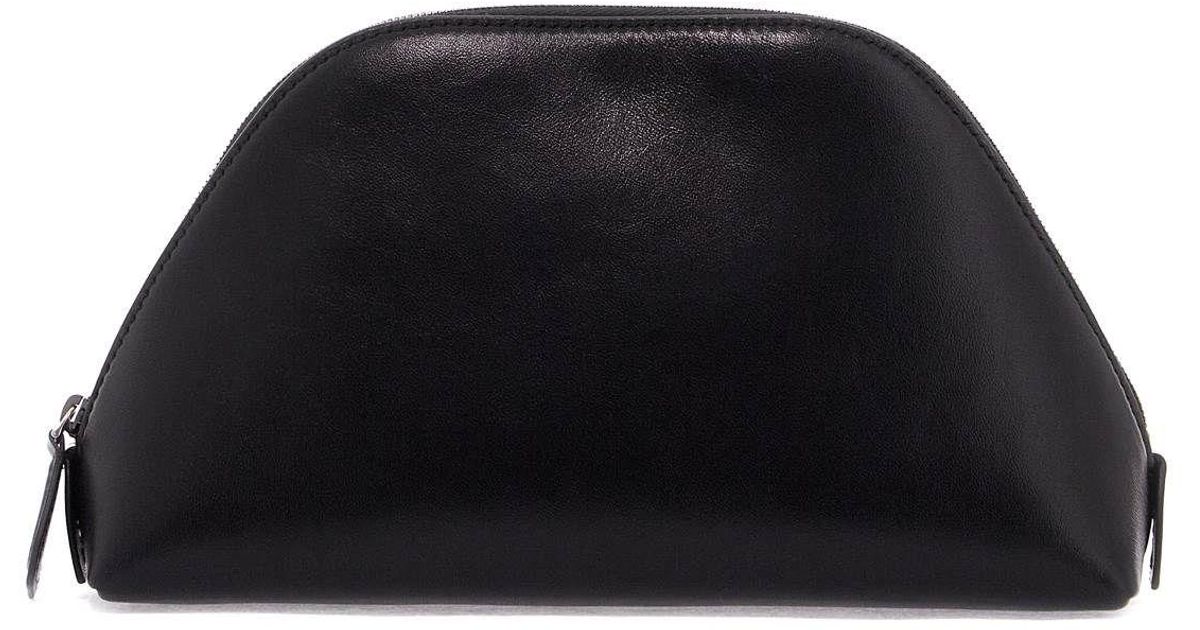 The Row Semi-Gloss Leather Zip Pouch in Black | Lyst UK