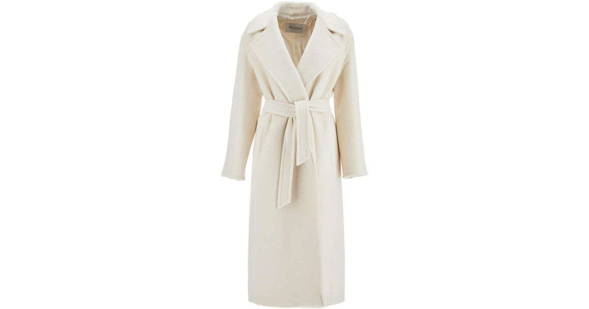 Max Mara Alpaca, Wool And Cashmere Robe Coat in White | Lyst