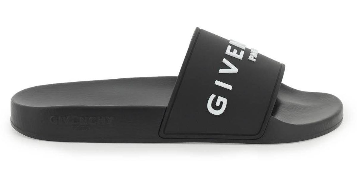 Givenchy Logo Rubber Slides in Black | Lyst