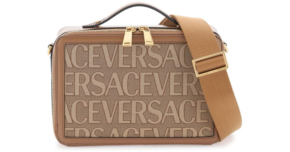 Versace Allover Messenger Bag in Brown for Men | Lyst