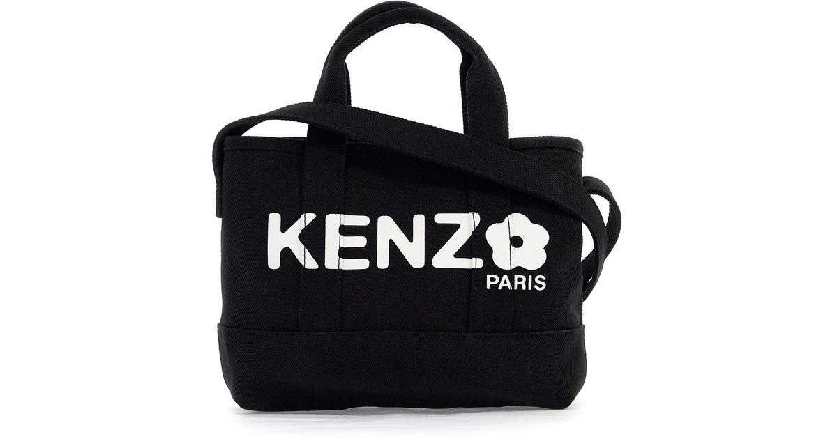 KENZO Small Utility Denim Tote Bag in Black | Lyst