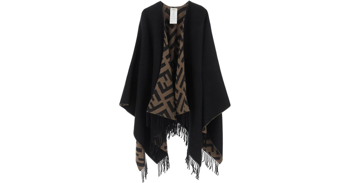 Fendi Cashmere And Wool Reversible Poncho in Black,Brown (Black) | Lyst ... Fendi Cashmere And Wool Reversible Poncho in Black,Brown (Black) | Lyst ...