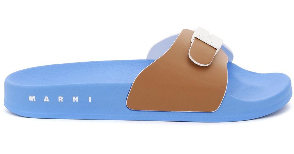 Marni Logo Slides in Blue | Lyst
