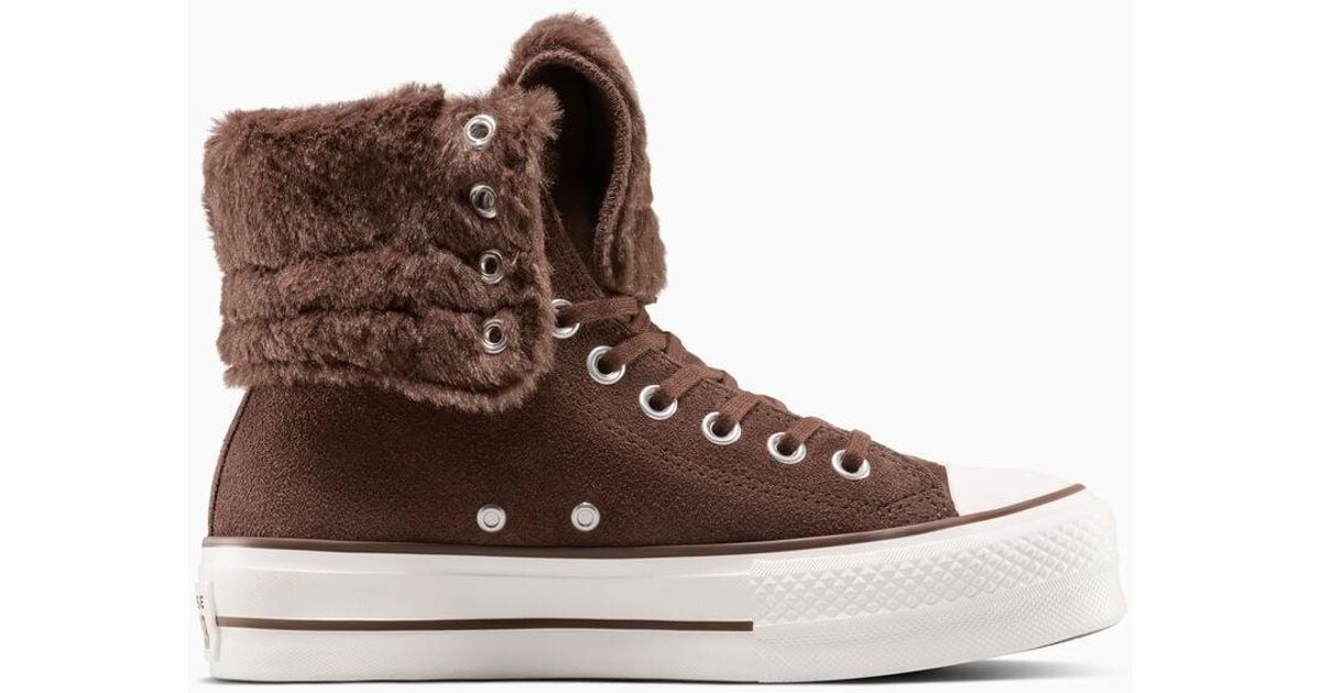 Converse Chuck Taylor All Star Fold-Over Lift Platform Xhi Faux Fur in ...