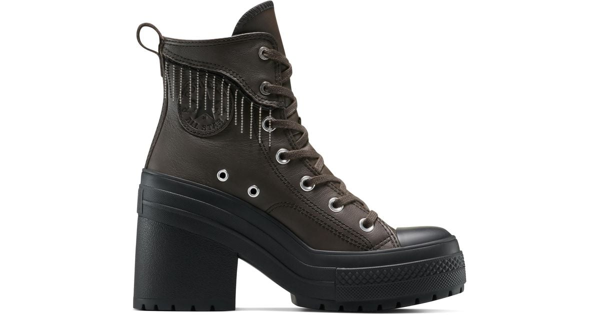 Converse Chuck 70 De Luxe Heel Platform Western Glam Leather in Black ...