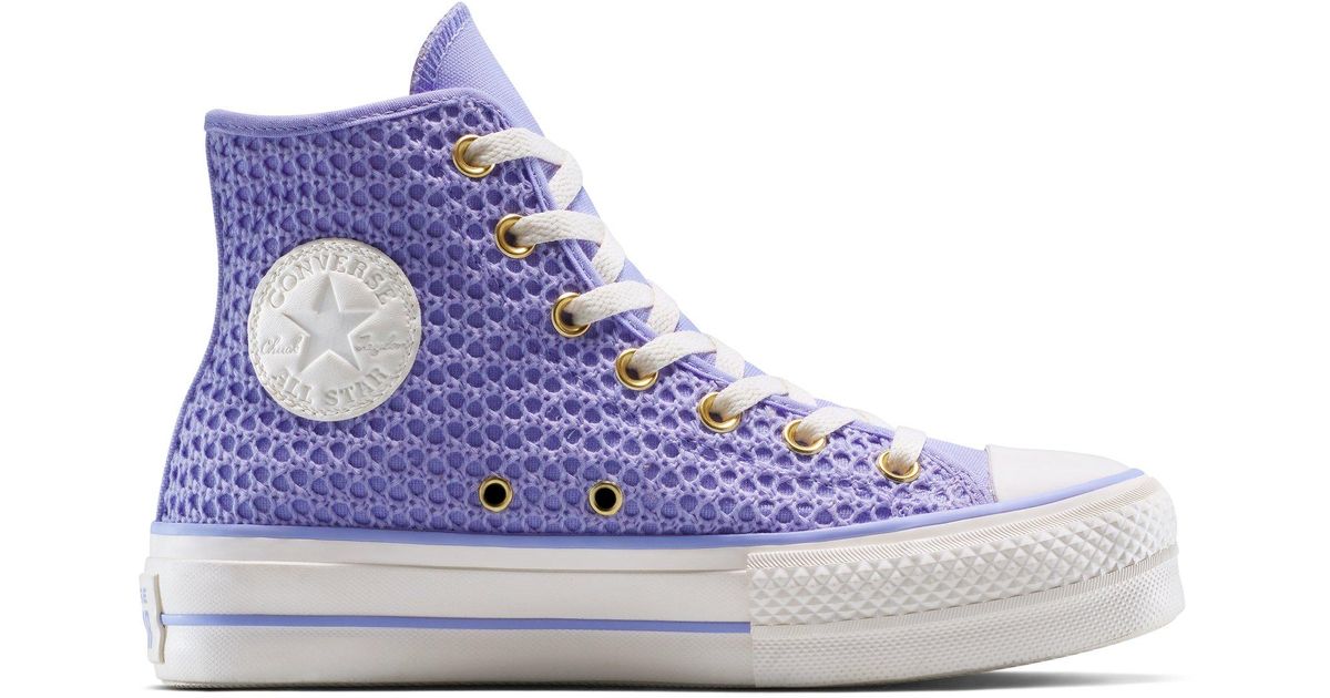 Converse Chuck Taylor All Star Lift Platform Knit Polyester For in Blue ...