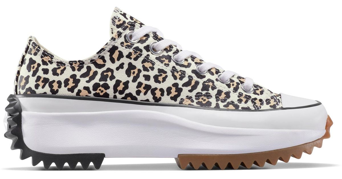 Converse Run Star Hike Platform Archive Leopard Canvas in White | Lyst