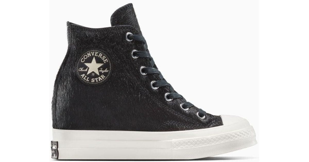 Converse Chuck 70 Wedge Platform Luxe Pony Hair in Black | Lyst UK