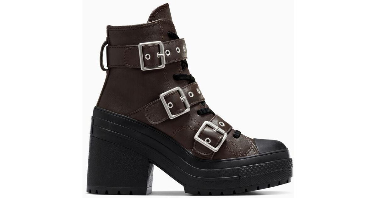 Converse Chuck 70 De Luxe Heel Platform Leather & Buckles in Black ...