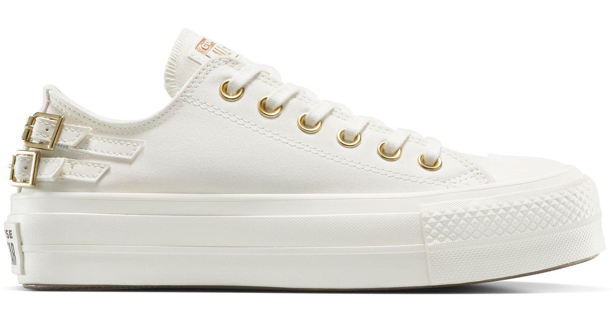 Converse Chuck Taylor All Star Lift Platform Buckle Canvas For in White ...