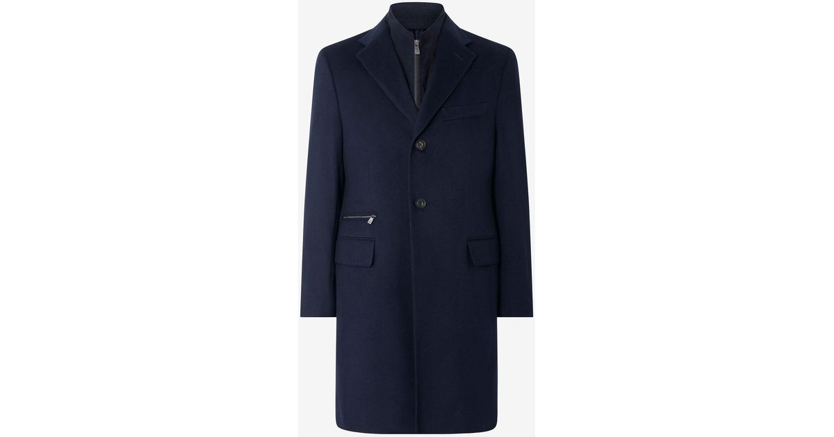 Corneliani Dark Pure Wool Coat With Detachable Vest in Blue for Men | Lyst