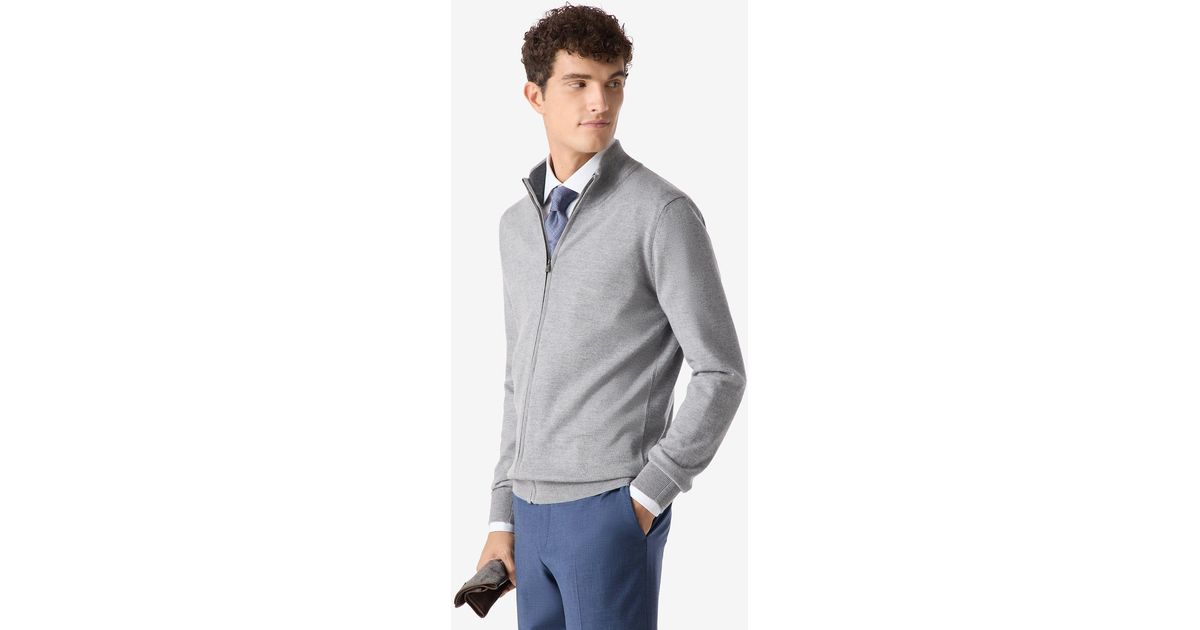 Corneliani Pale Melange Full Zip Extra Fine Wool Jumper in Grey for Men ...