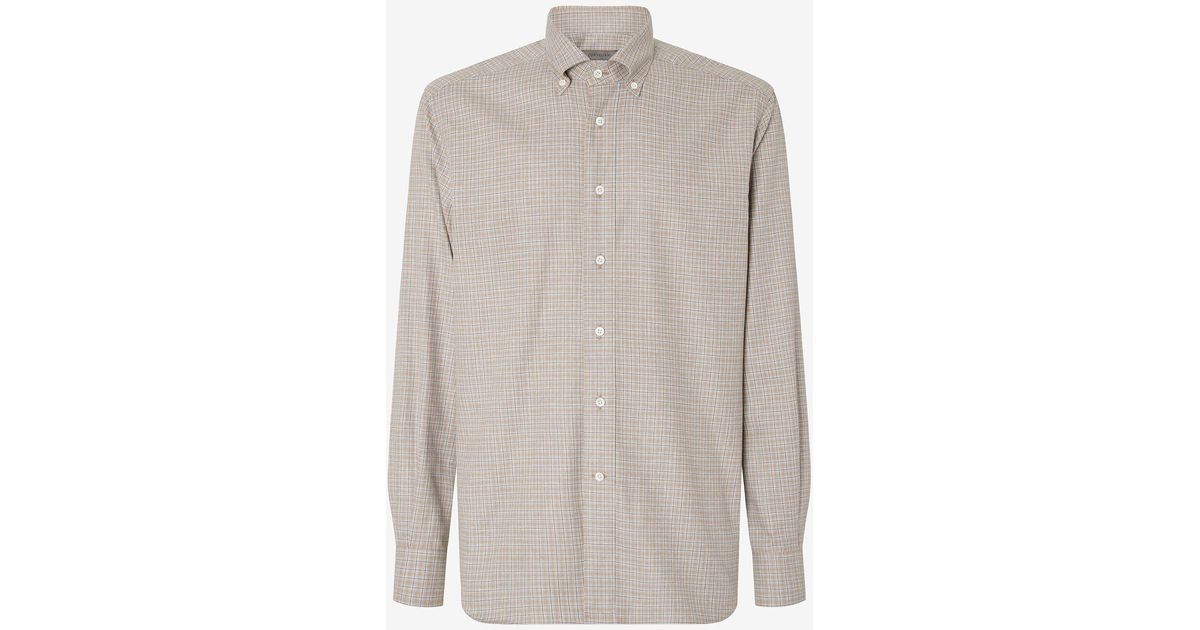 Corneliani Flannel Shirt With/ Check Pattern in White for Men | Lyst UK