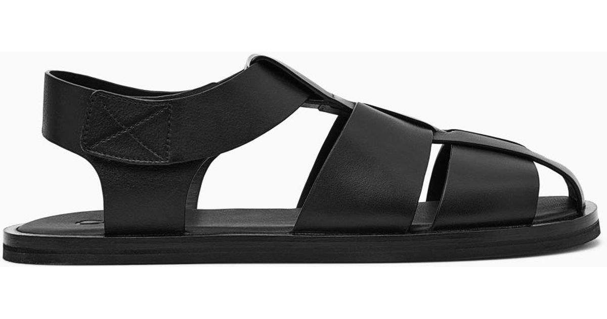 COS Leather Fisherman Sandals in Black for Men | Lyst