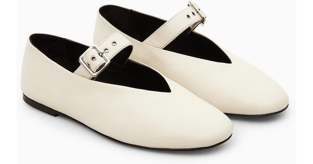 COS Buckled Ballet Flats in White | Lyst