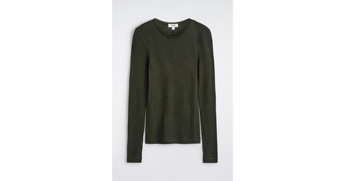 COS Slim Merino Wool Top in Green | Lyst UK
