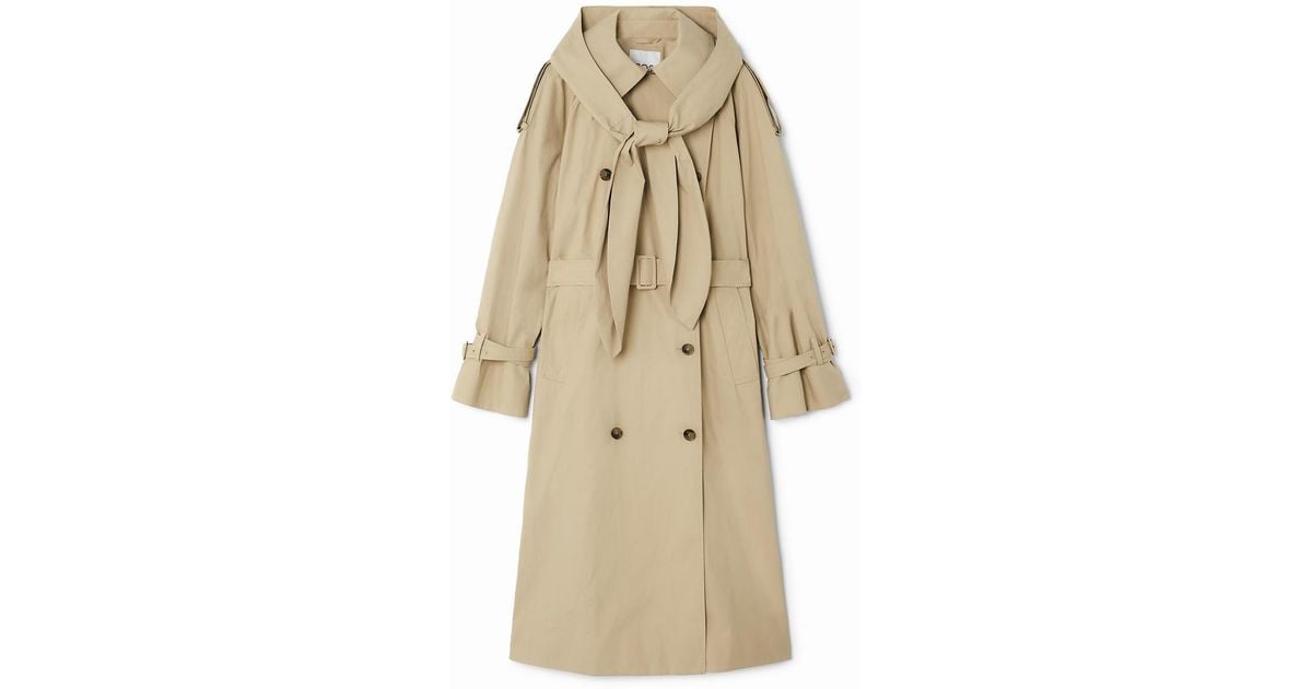 COS Hooded Trench Coat in Natural | Lyst UK