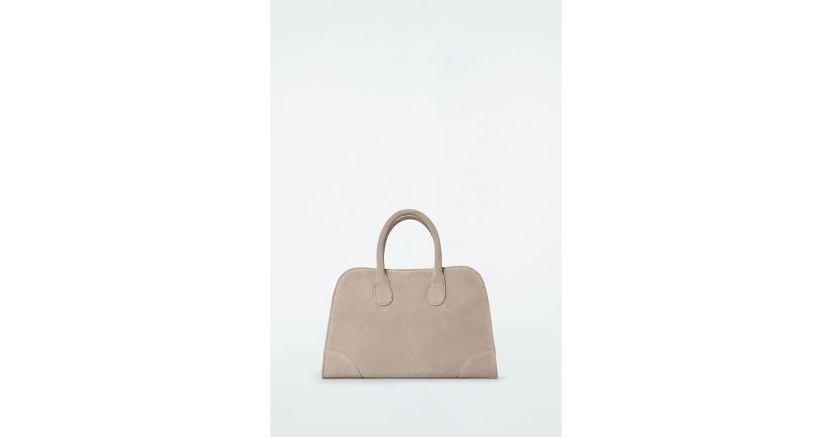 COS Mini Studio Bowling Bag - Suede in Natural | Lyst UK