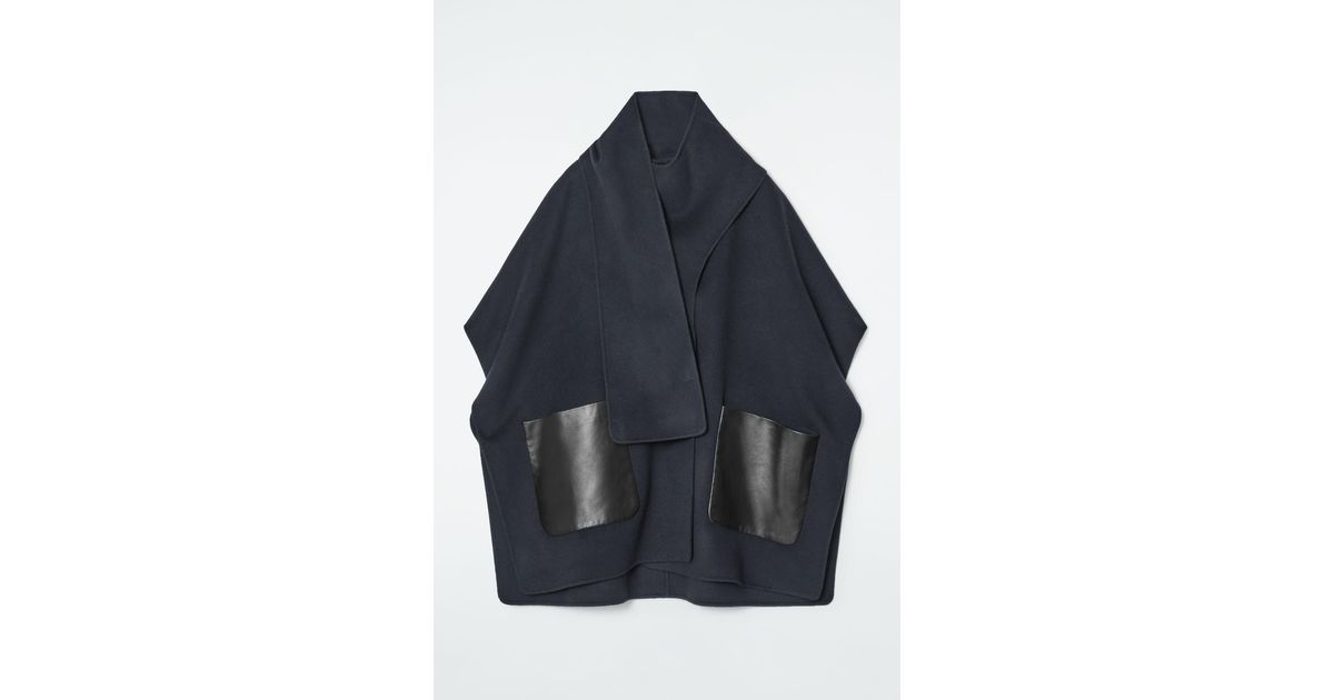 COS Double-faced Wool Scarf Cape in Blue | Lyst