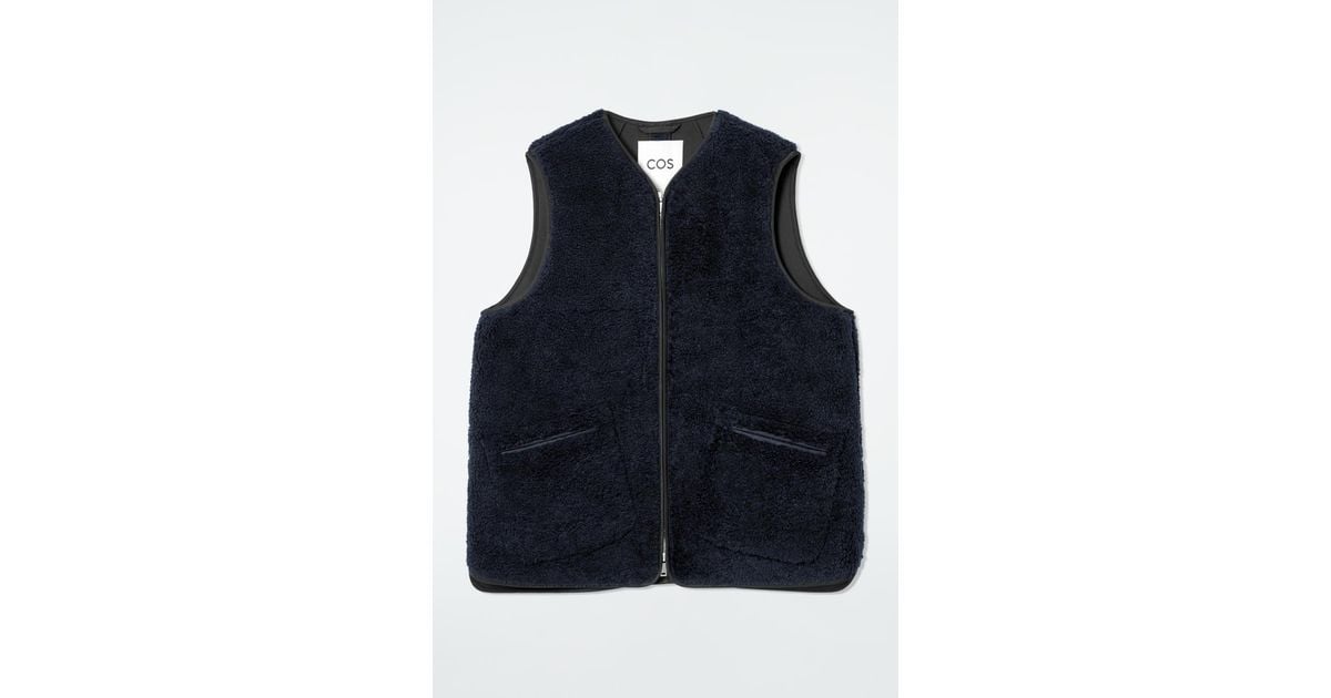 COS Oversized Faux Shearling Vest in Blue | Lyst UK
