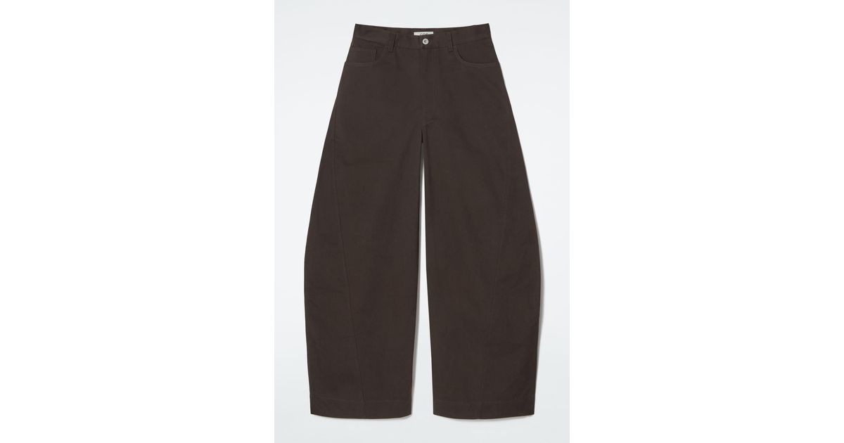 COS Deconstructed Cotton Barrel-leg Trousers in Gray | Lyst