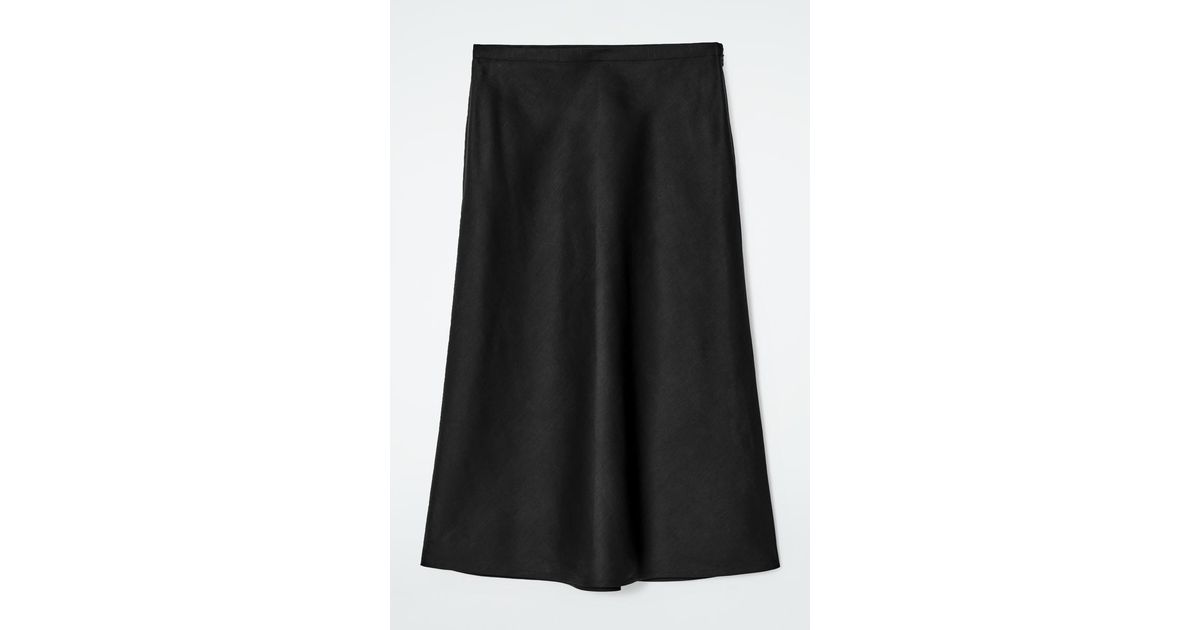 COS Linen-Blend Midi Column Skirt in Black | Lyst