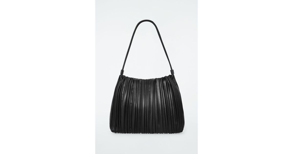 COS Scallop Tote - Leather in Black | Lyst
