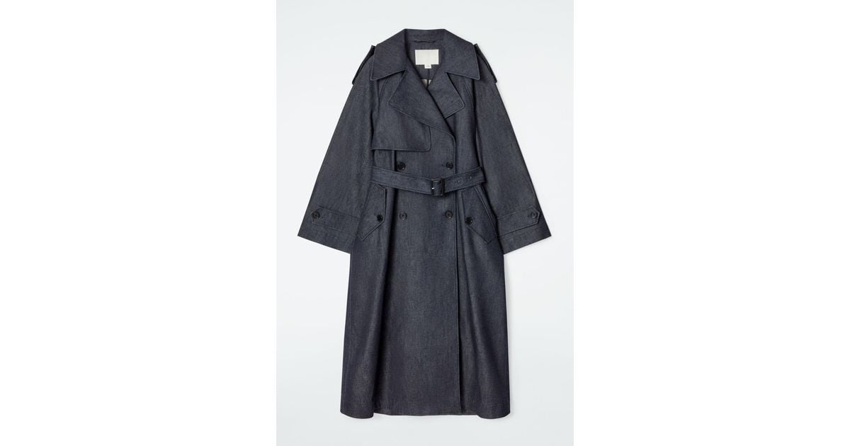 COS Oversized Denim Trench Coat in Blue | Lyst
