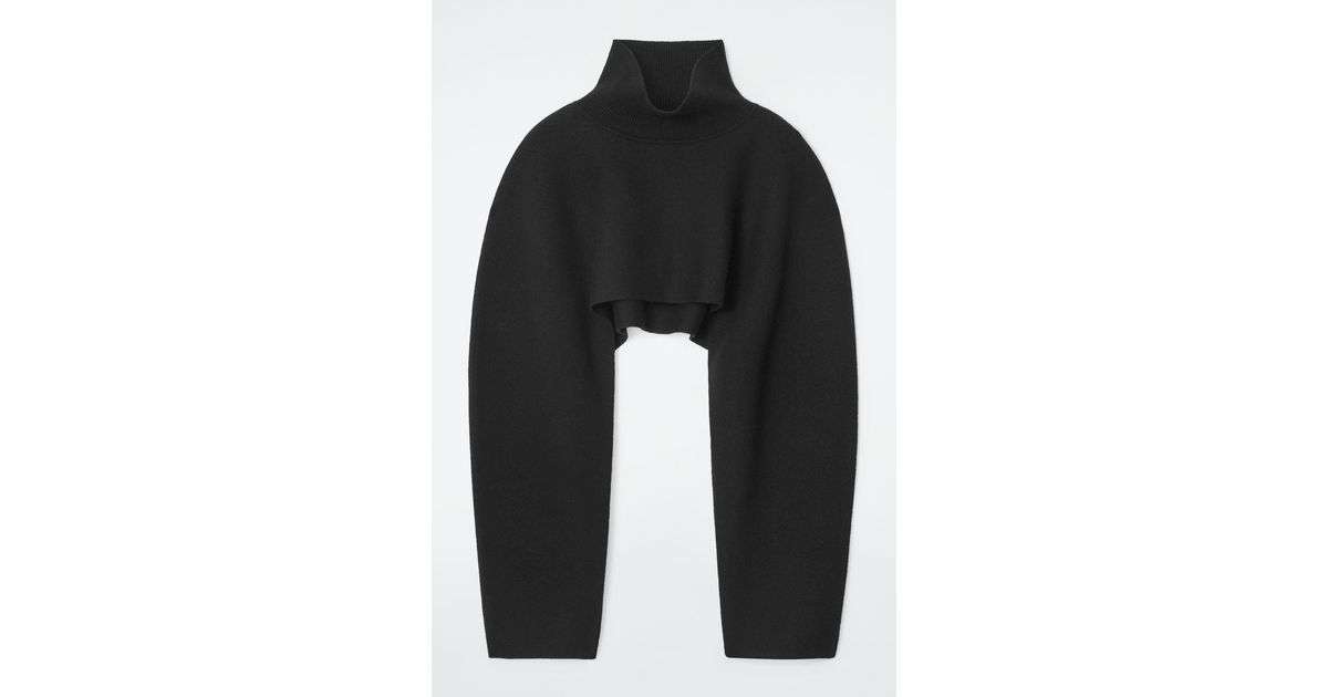 COS Cropped Boiled-wool Hybrid Cape in Black | Lyst