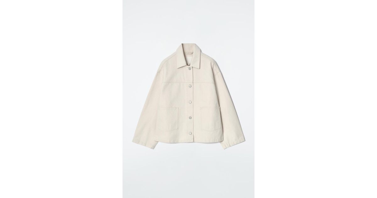 COS Boxy Denim Jacket in White | Lyst UK