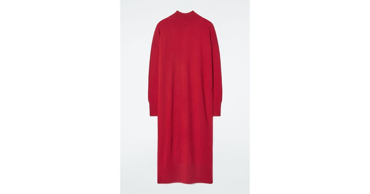COS Merino Wool Turtleneck Dress in Red | Lyst
